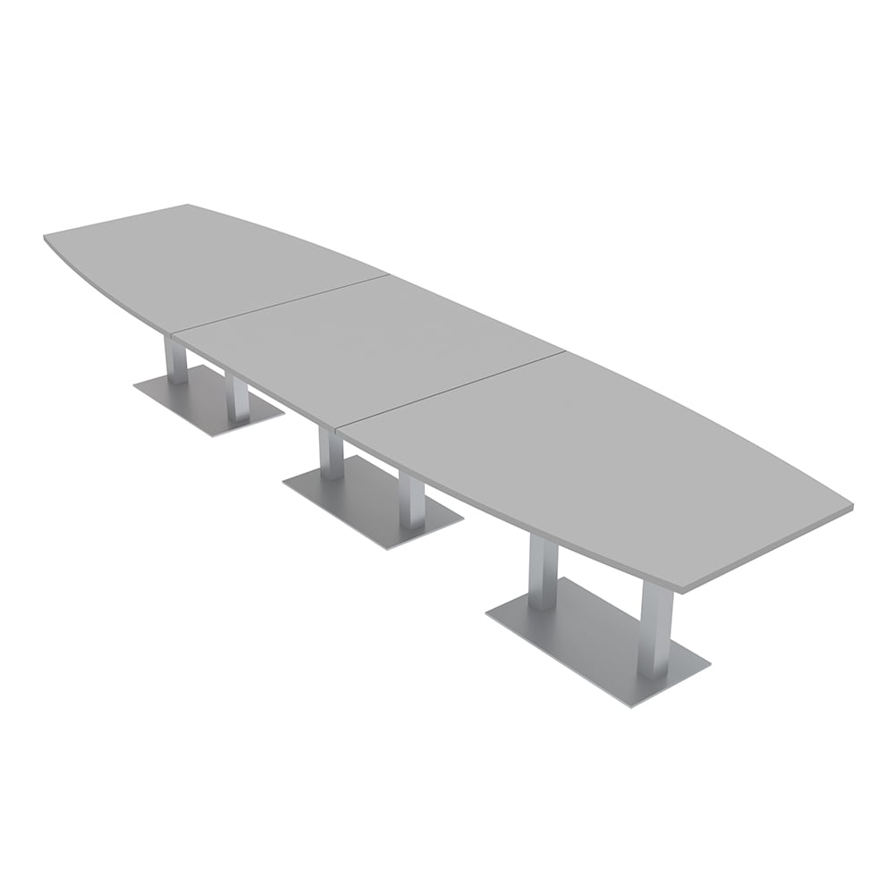 14 Ft Boat Shaped Modular Conference Table Metal Bases Electric Units ...