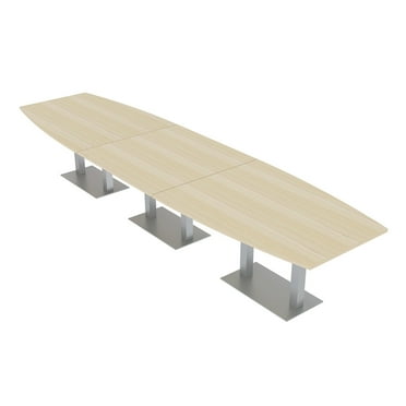 18 Ft Modular Arc Boat Conference Table Square Metal Bases w/Electric ...