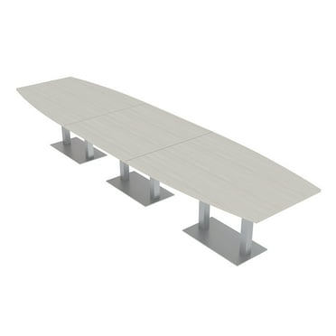 20 Person Modular Boardroom Table Boat Shaped Black Bases Power Units ...