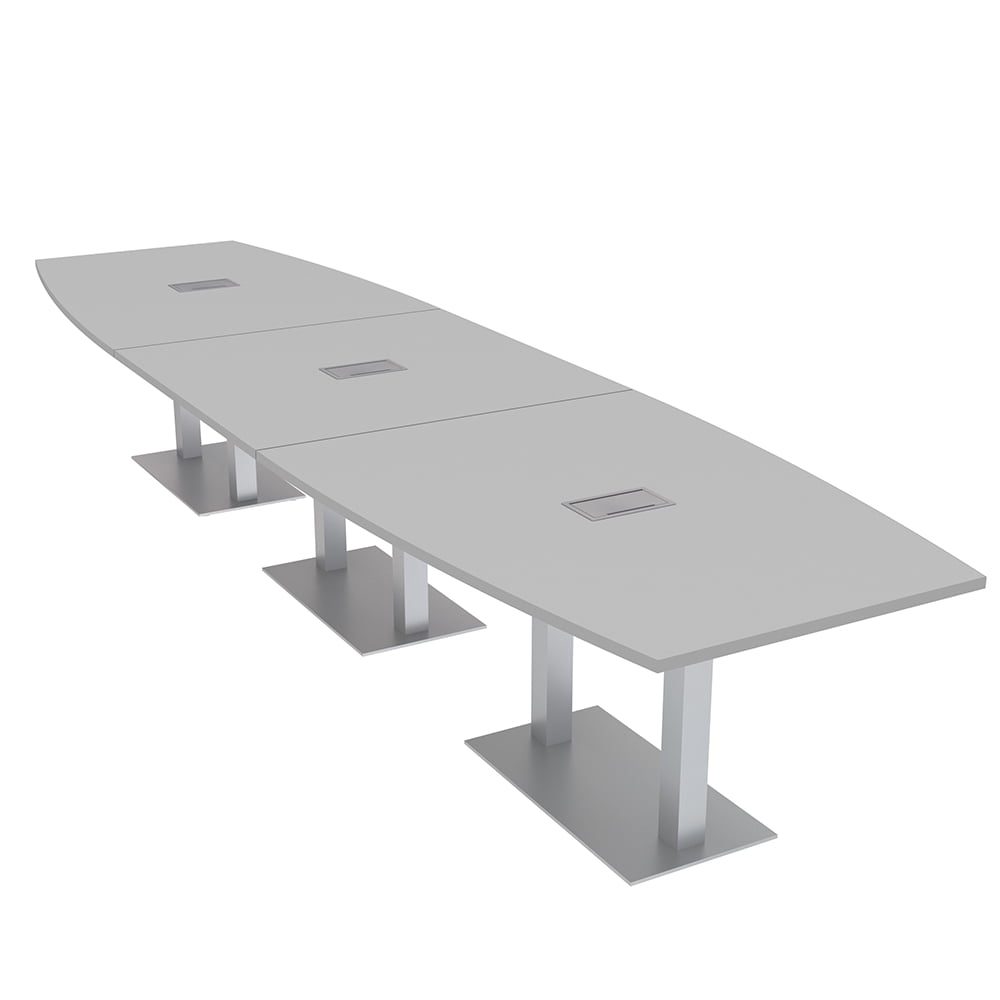 14 Ft Boat Shaped Modular Conference Table Metal Bases Electric Units ...