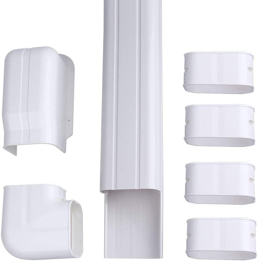 14 Ft Decorative PVC Line Set Cover Kit, 4" W for Mini Split Air Conditioners HVAC Heat Pumps ...