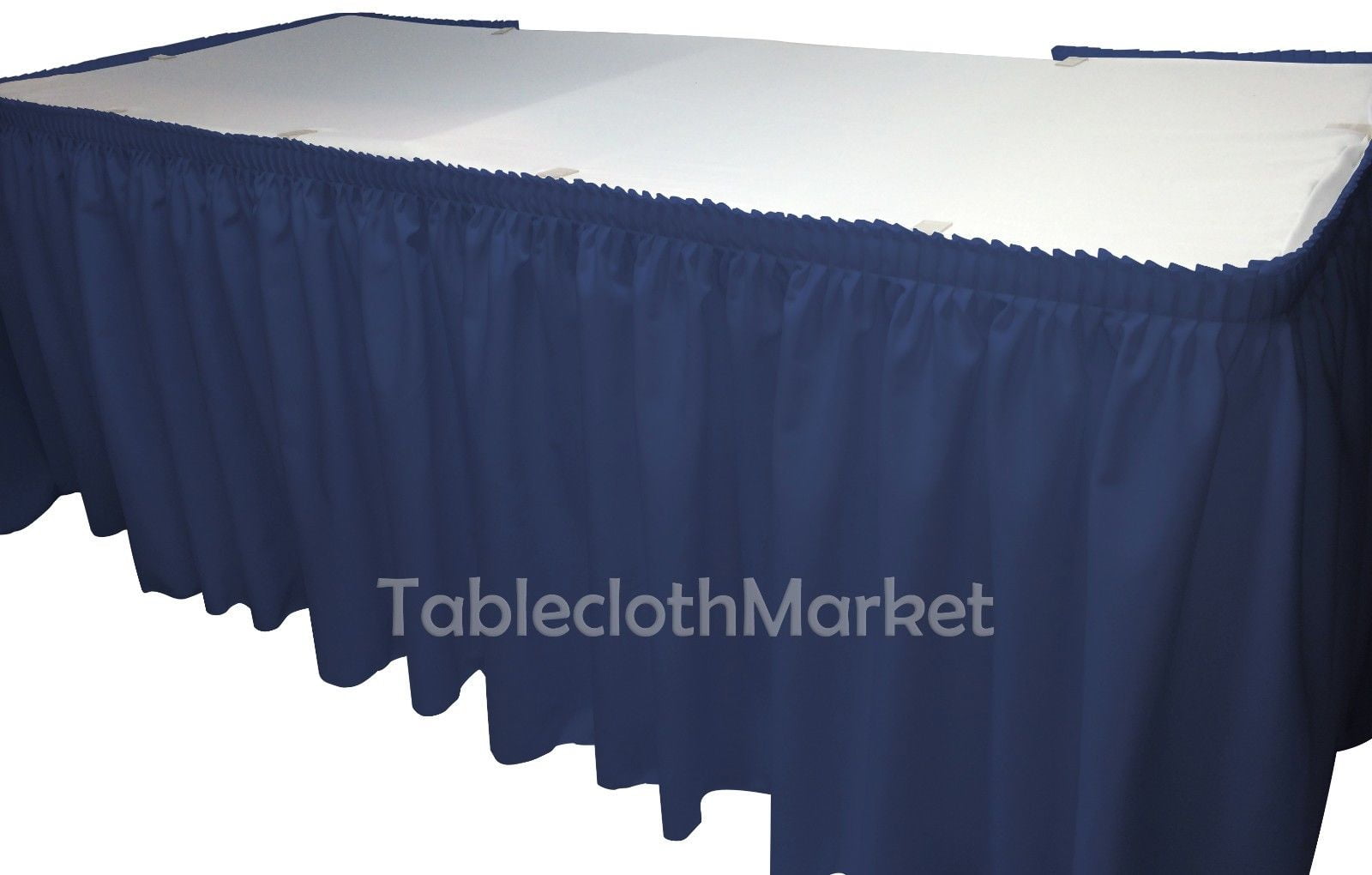 Tablecloth Market 14' Ft. Polyester Pleated Table Skirt, Navy, Events ...