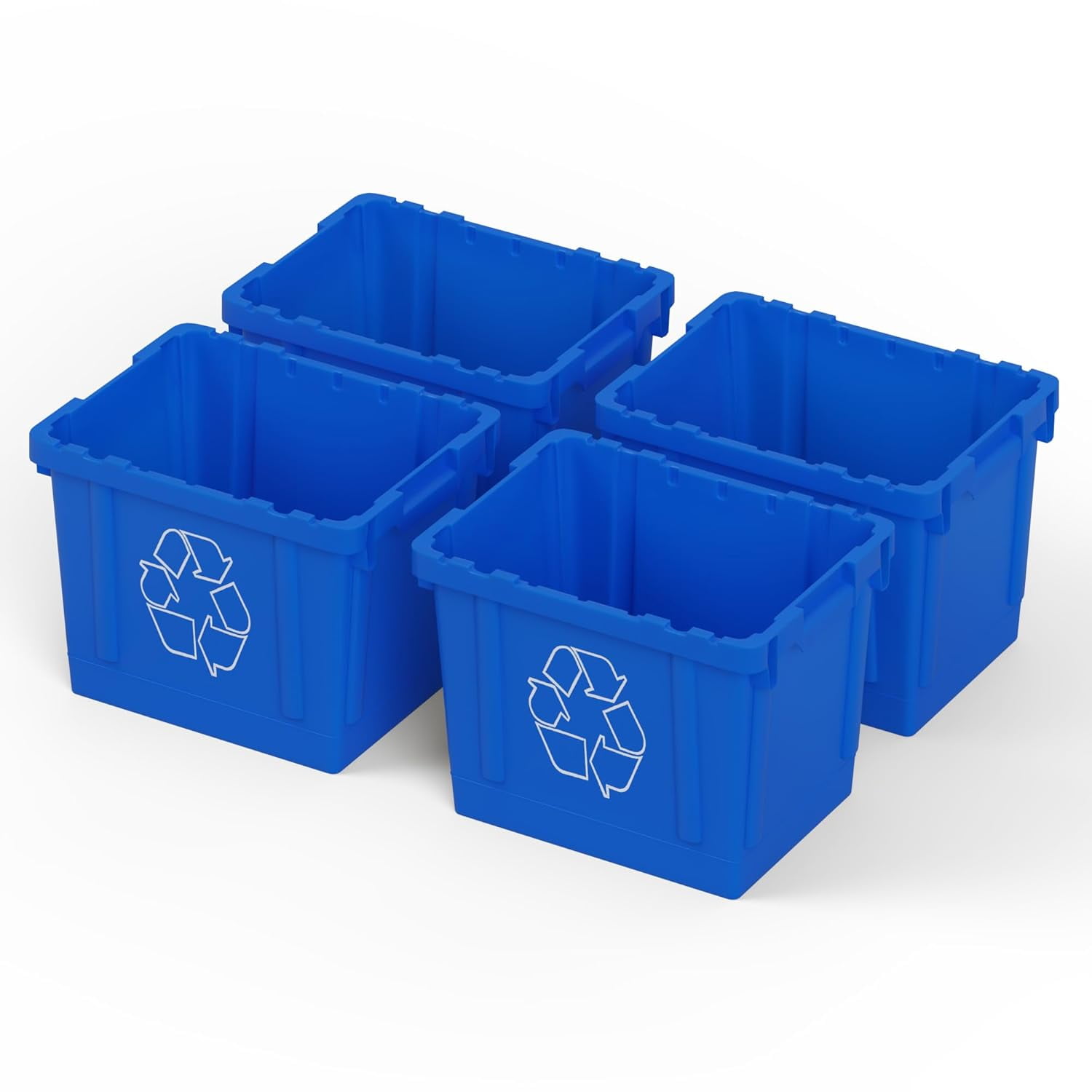 14 Gallon Rectangular Blue Recycling Bin | 4 Pack | Inside Outside ...