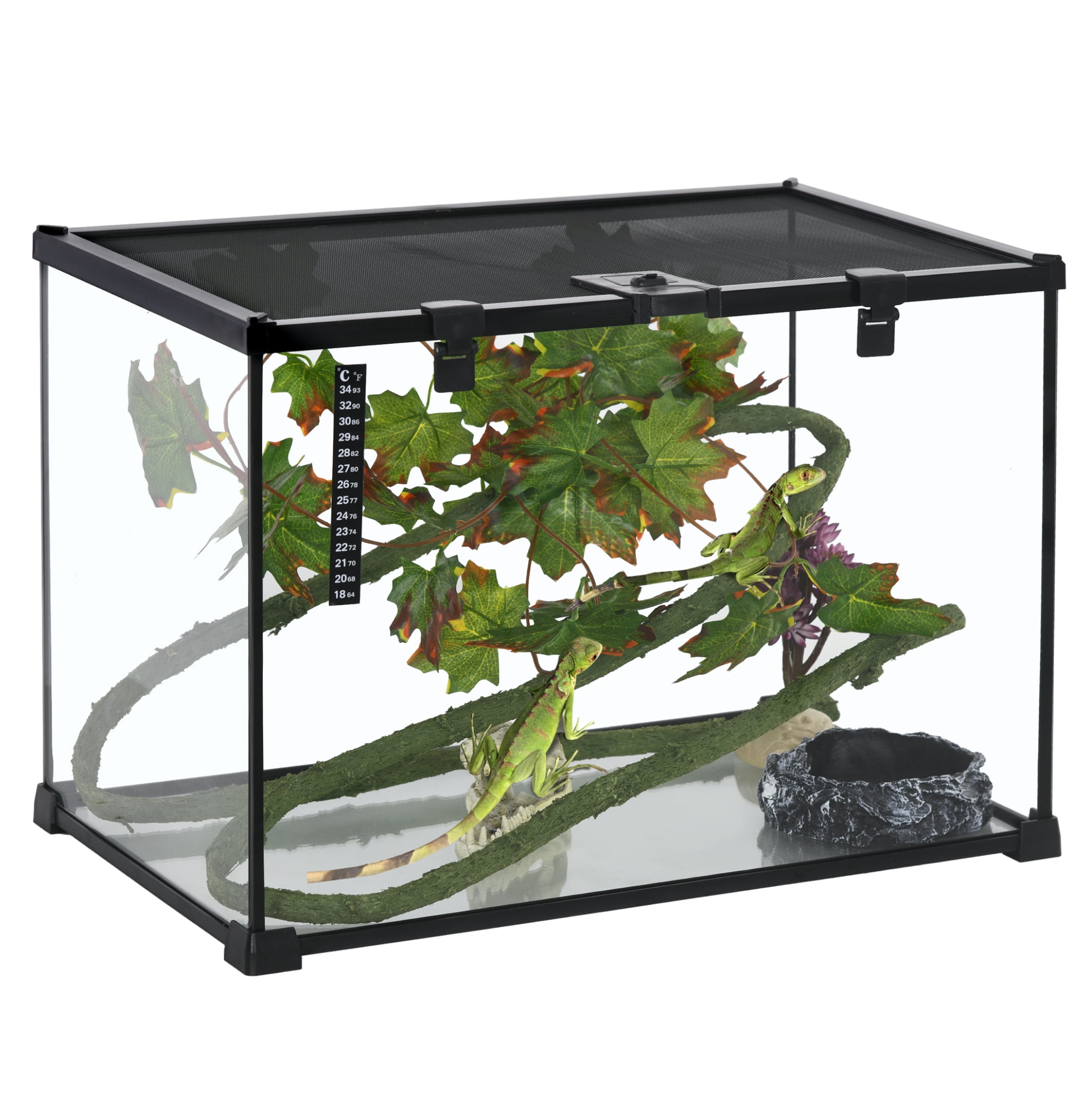 14 Gallon Reptile Terrarium Kit - Glass Habitat for Lizards, Snakes ...