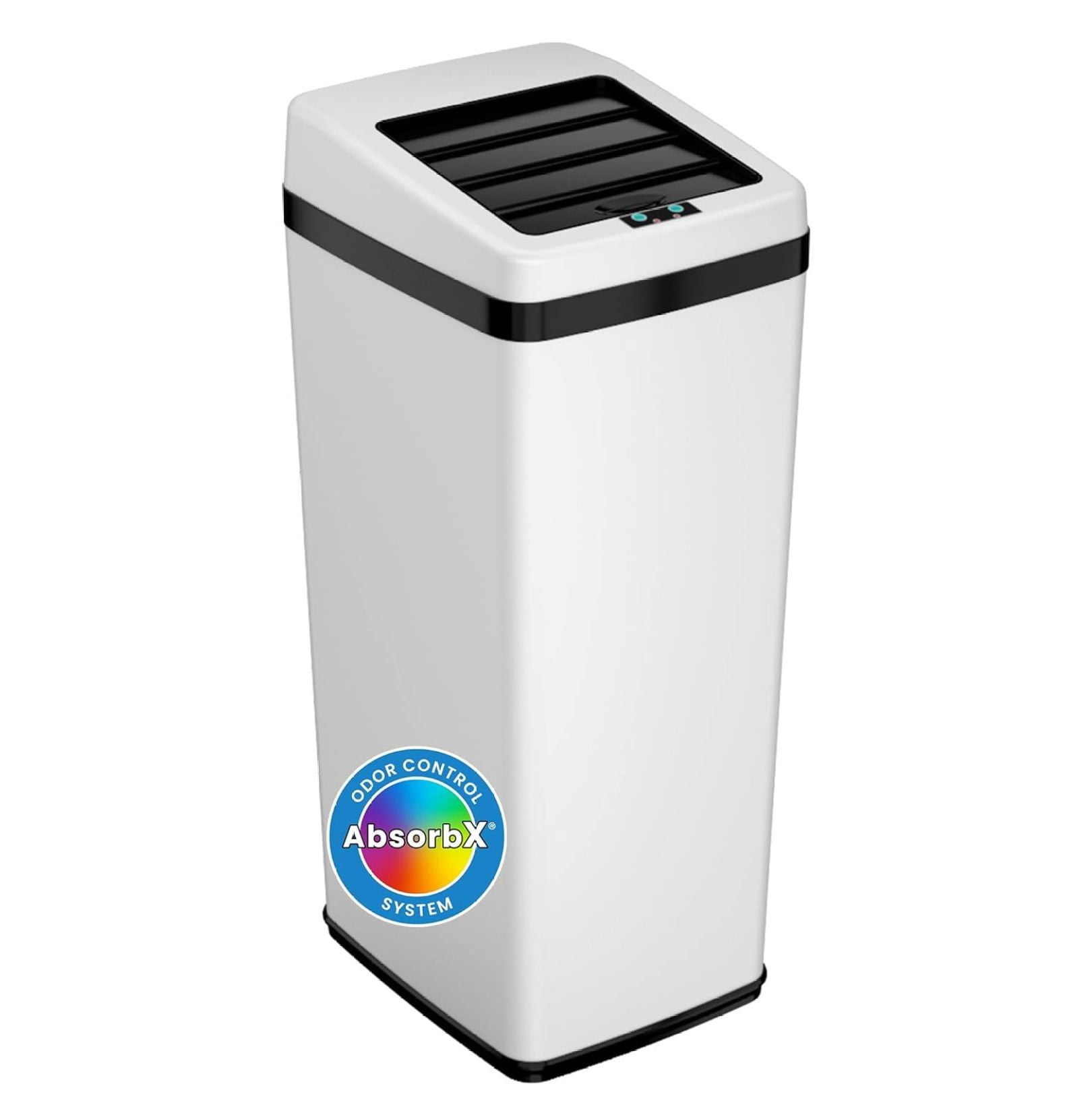 14 Gallon Slide Open Lid Kitchen Trash Can with Sensor, Stainless Steel ...