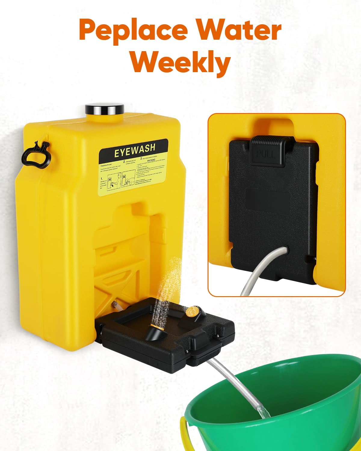 14 Gallons Portable Eye Wash Station OSHA Approved Emergency Wall ...