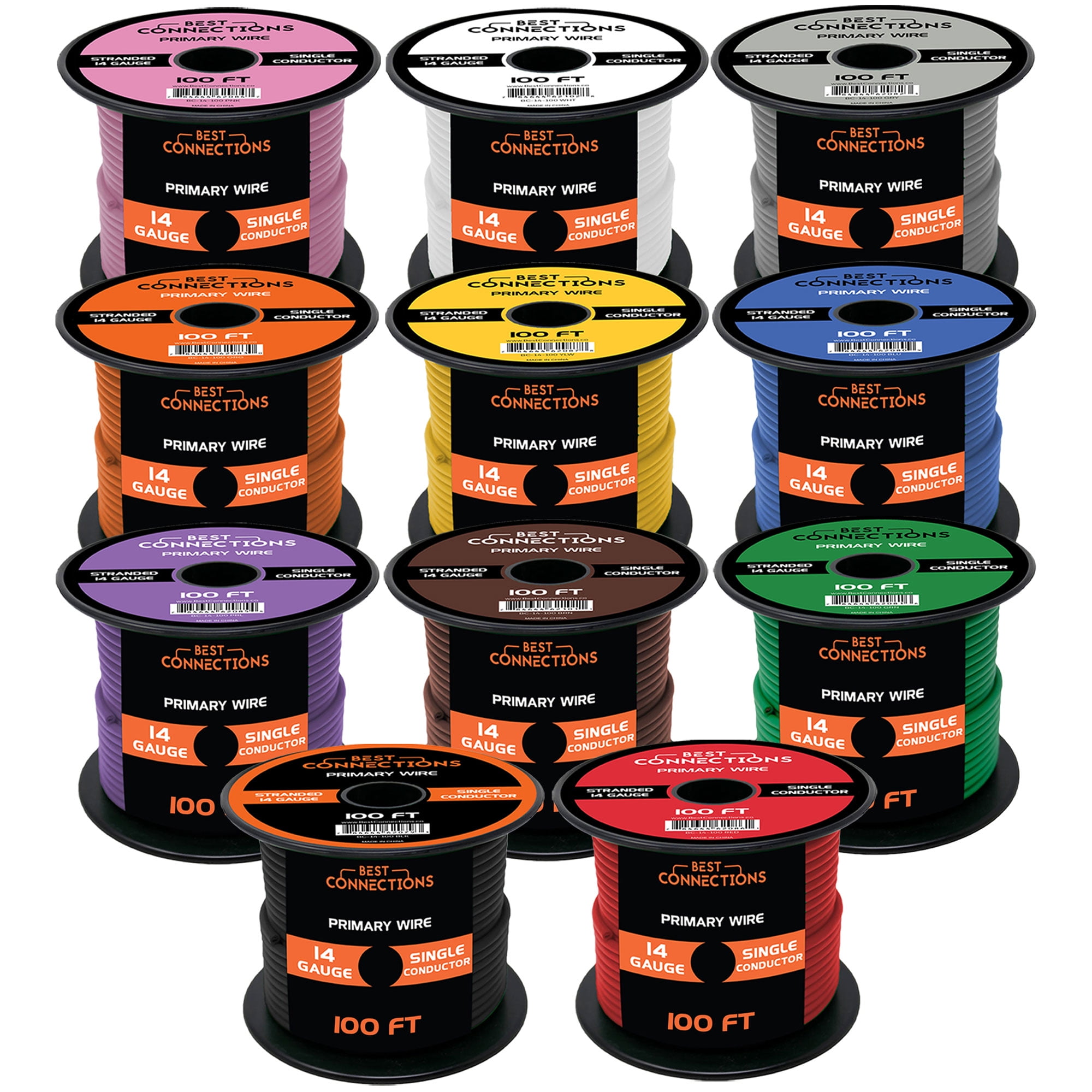 14 Gauge 11 Rolls 100 Feet Primary Power Ground Wire All Purpose Remote ...