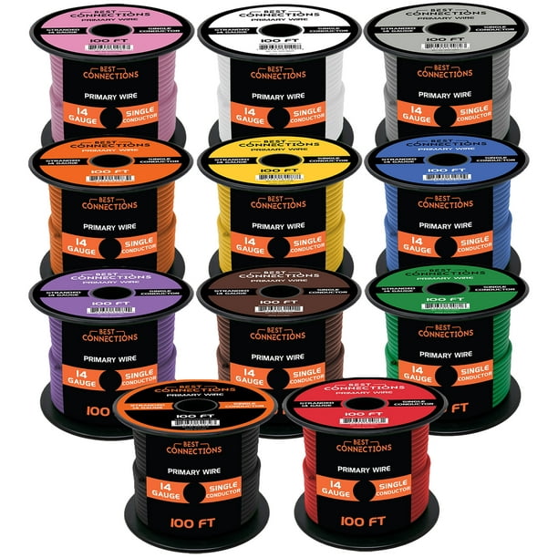 14 Gauge 11 Rolls 100 Feet Primary Power Ground Wire All Purpose Remote ...