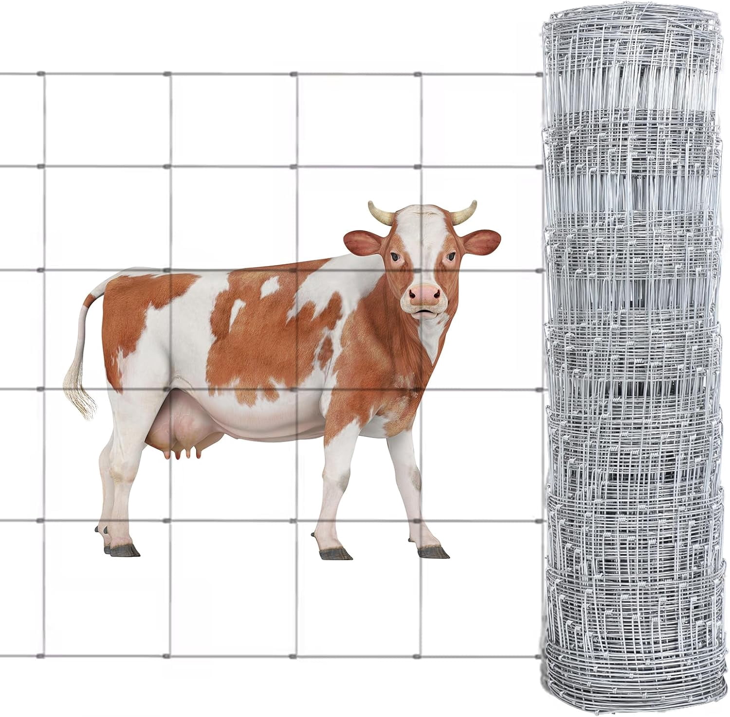 14 Gauge 4'× 328' Farm Fence Cattle Fence Panels，Heavy Zinc-Coated Wire ...