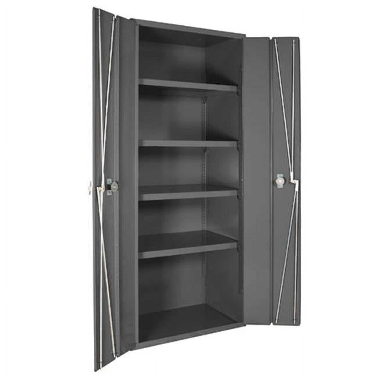 14 Gauge Bi Fold Door Style Lockable Shelf Cabinet with 4 Adjustable ...