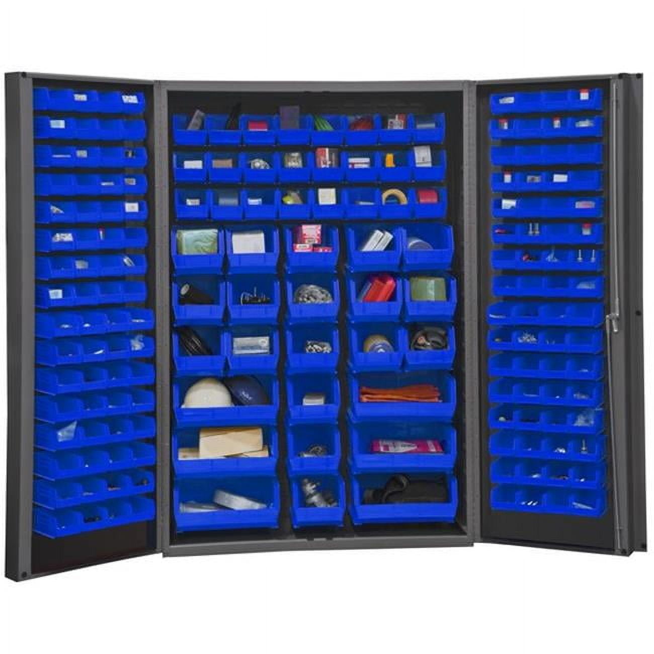 14 Gauge Deep Door Style Lockable Cabinet with 176 Blue Hook on Bins ...