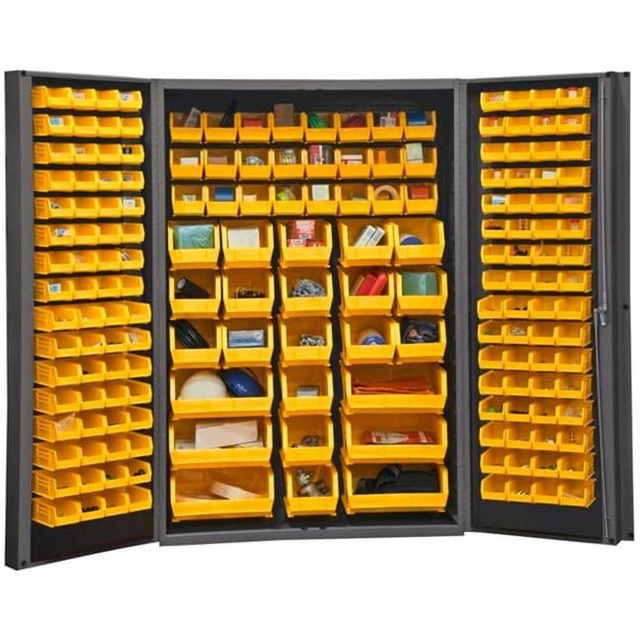 14 Gauge Deep Door Style Lockable Cabinet with 176 Yellow Hook on Bins ...