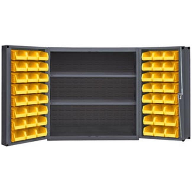 14 Gauge Deep Door Style Lockable Cabinet with 48 Yellow Hook on Bins ...