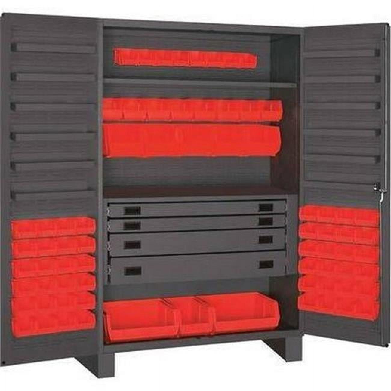 14 Gauge Flush Style 12 Door Shelves Lockable Cabinet with 72 Red Hook ...