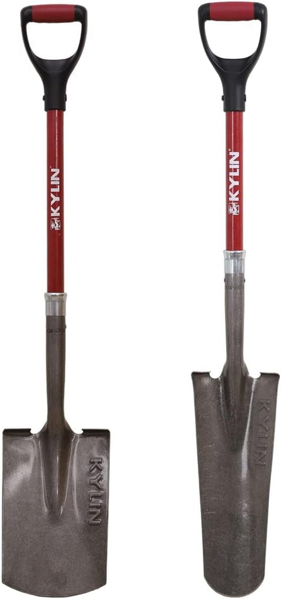 14-Gauge Heavy Duty Shovels Set, 2-Piece Fiberglass D-Handle Spade, 16 ...