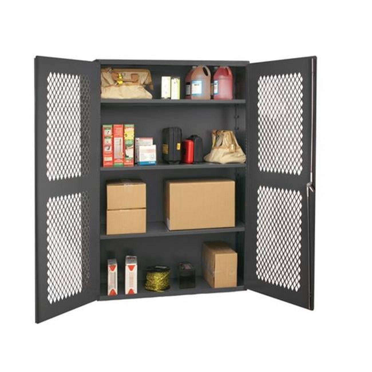 14 Gauge Recessed Door Style Lockable Ventilated Cabinet with 3 ...