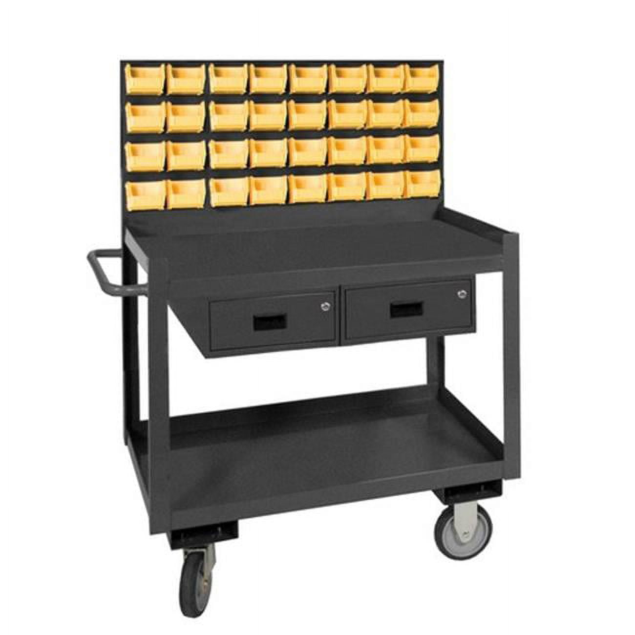 14 Gauge Tubular Push Handled Rolling Stock Cart with 32 Yellow Hook on ...