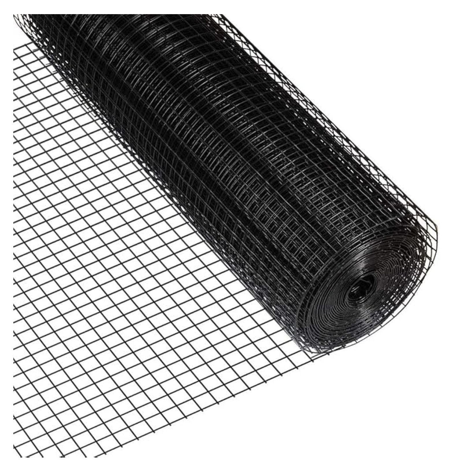 14 Gauge Welded Wire Mesh - 1x1 Inch, 2ft x 50ft Black Vinyl Coated ...