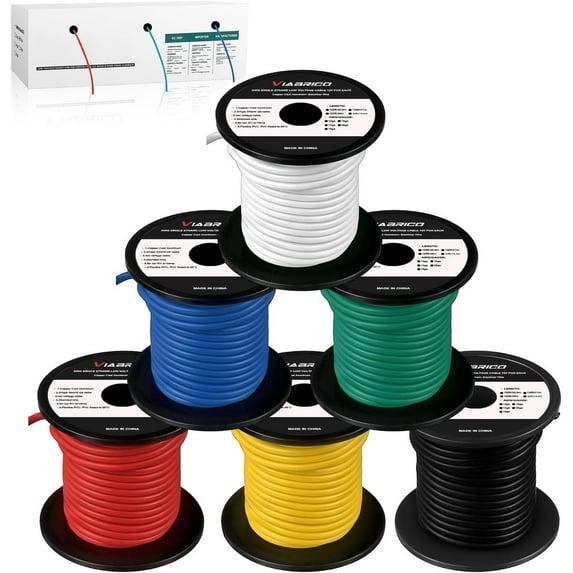 14 Gauge Wire 600FT, 14 AWG 100ft Each Spool, 6 Colors Copper Clad ...