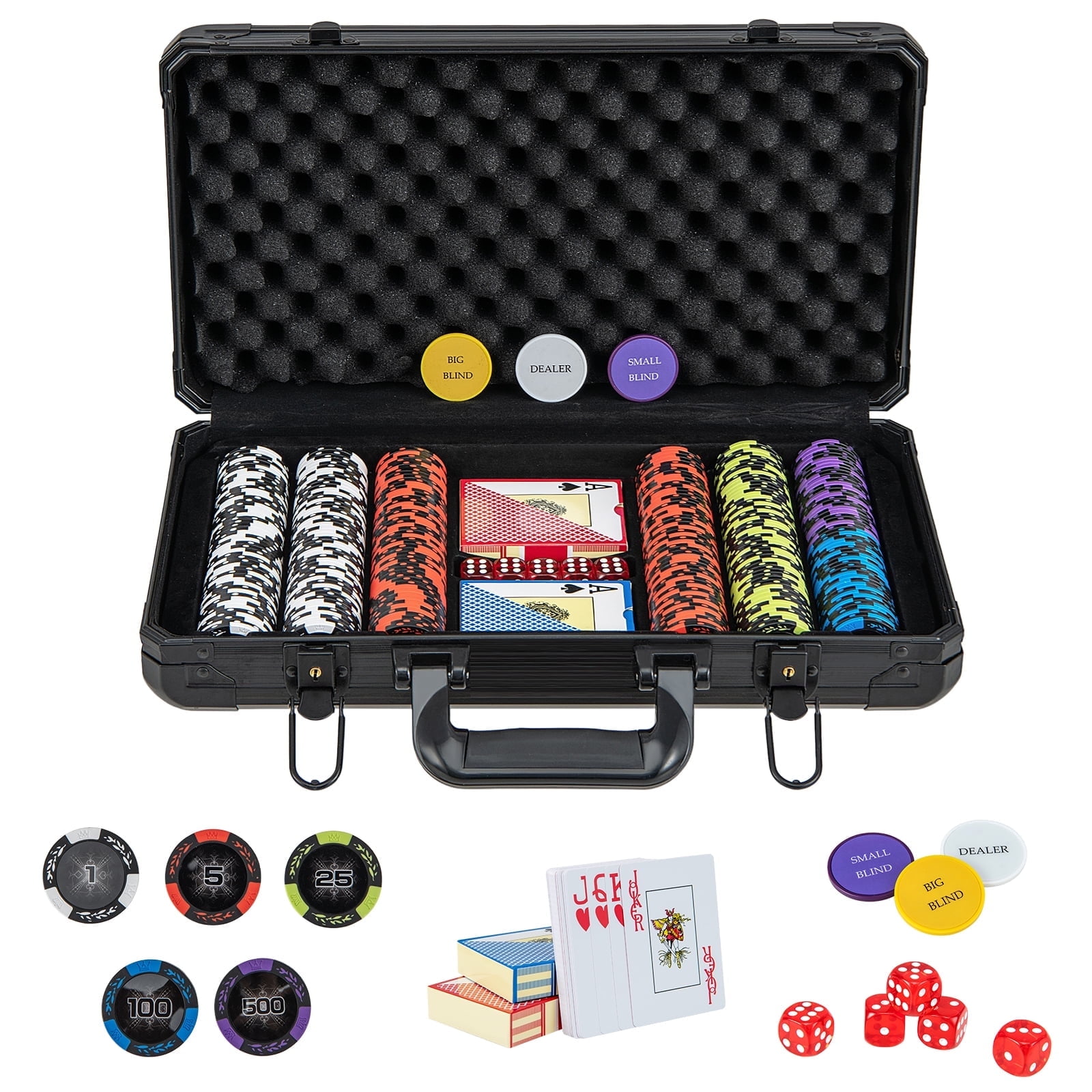14 Gram Texas Holdem Poker Chip Set 300 Pieces Claytec Chips - Walmart.com