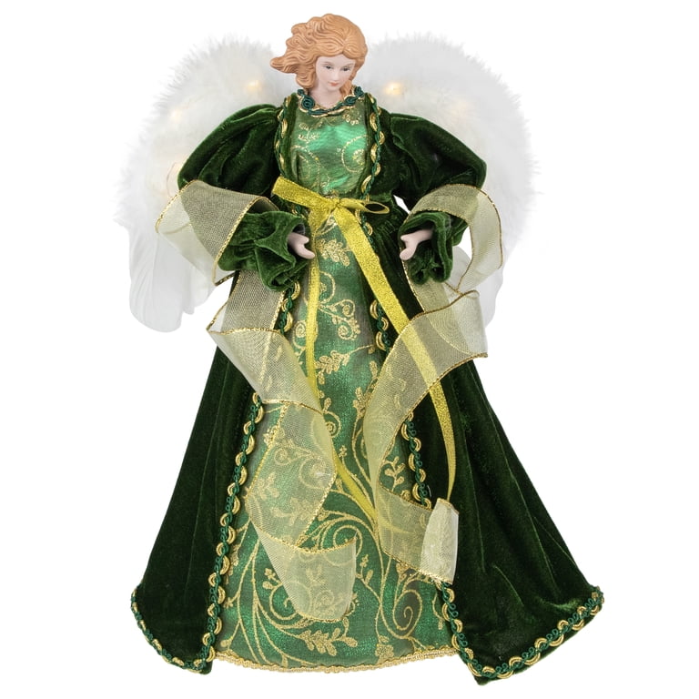 Dark Green Angel Tree Topper Christmas Tree Topper Retractable Top Hat