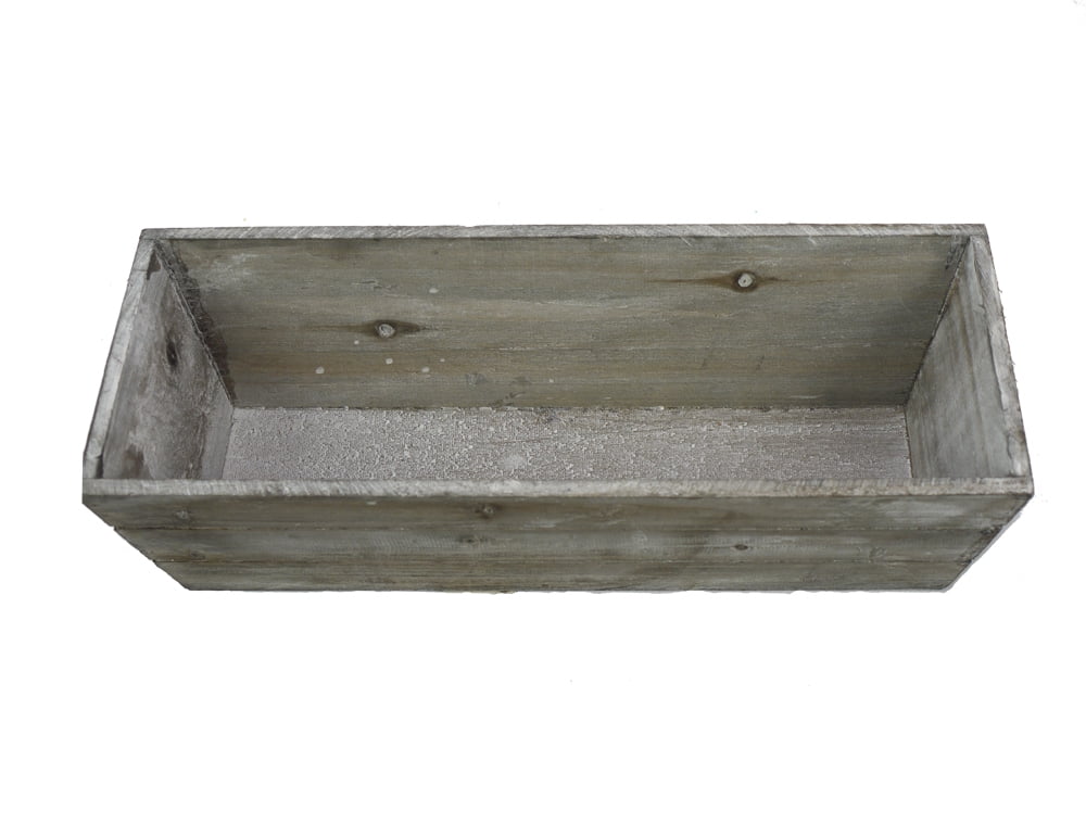 14" Grey wash triple rectangle wood planter ABN5E101-WHT-GY - Walmart.com