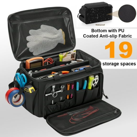 14" Heavy Duty Tactical Tool Bag with Shoulder Strap,Non-Slip Base ...