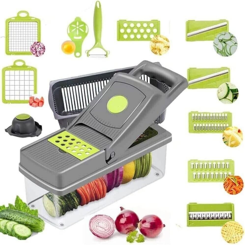 14 In1 Stainless Steel Vegetable Chopper for Kitchen, Mandolin Slicer ...