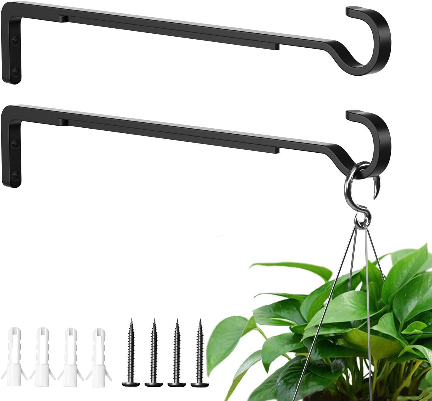 14 Inch 2 Pack Heavy Duty Outdoor Plant Hangers for Hanging Baskets ...