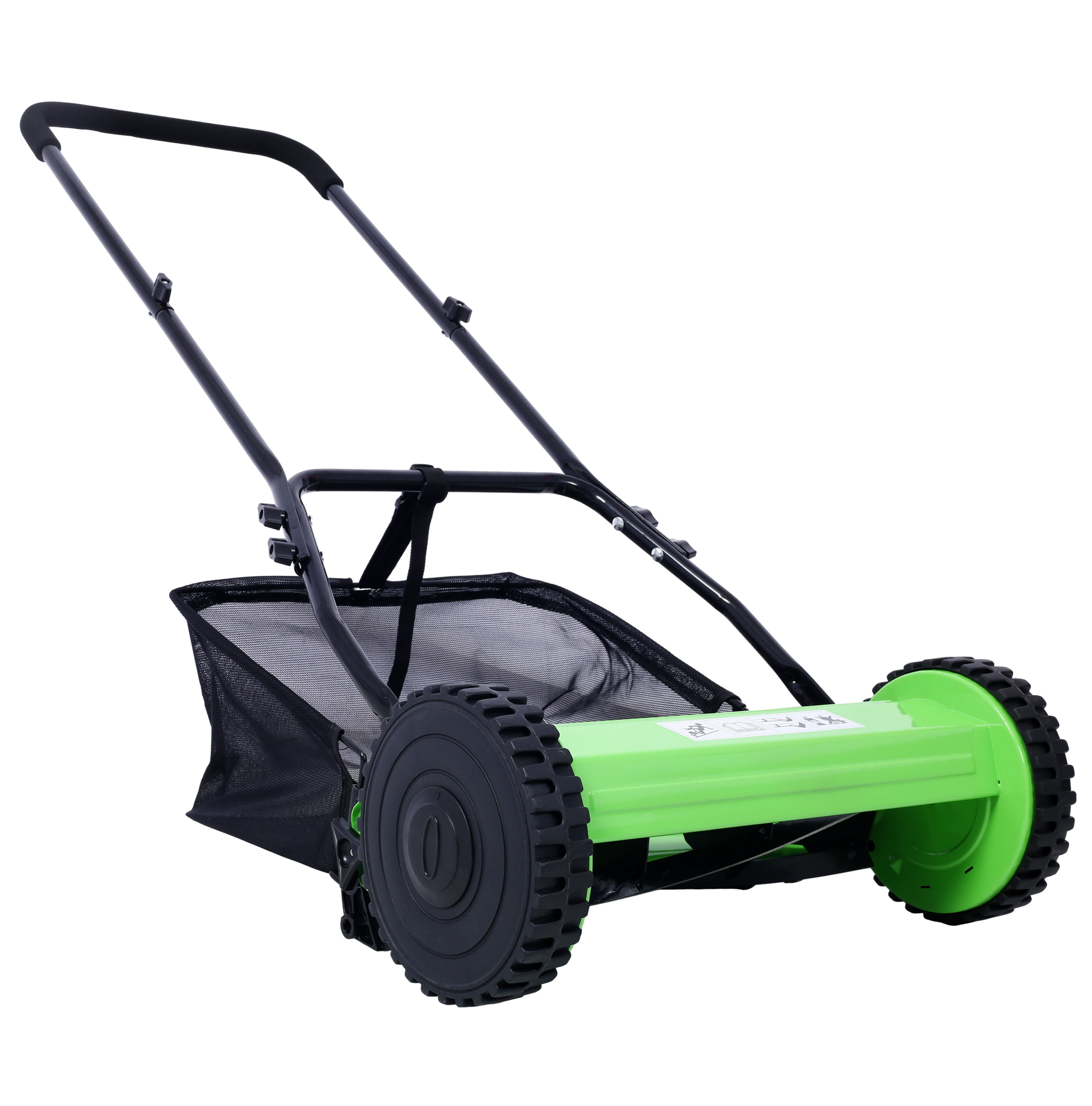 14-Inch 5-Blade Push Reel Lawn Mower with Grass Catcher, GREEN COLOR ...