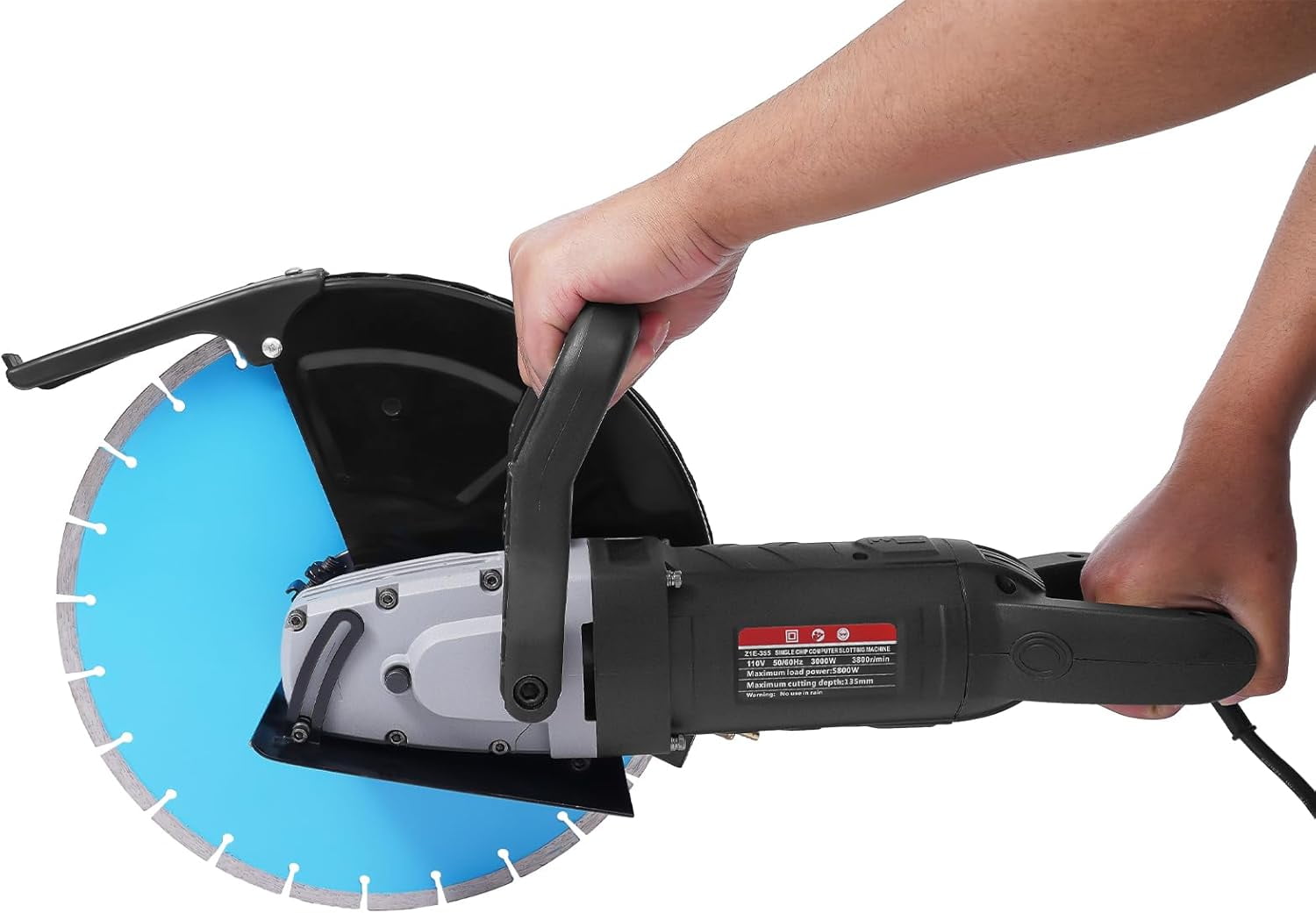14 Inch 5800W Corded Electric Concrete Saw , 5.31" Cutting Depth with ...