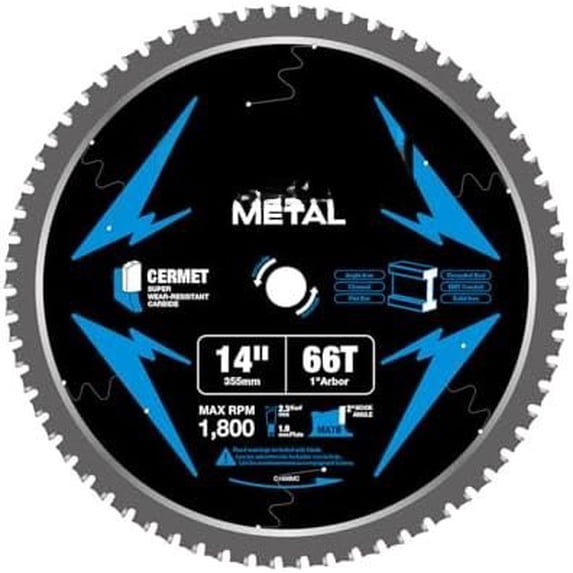 14 Inch 66 Steel and Ferrous Metal Circular , 1 Inch Arbor, Thin Kerf ...