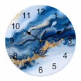 14 Inch Abstract Marble Texture Wall Clock, Waves Gradient Blue Gold ...