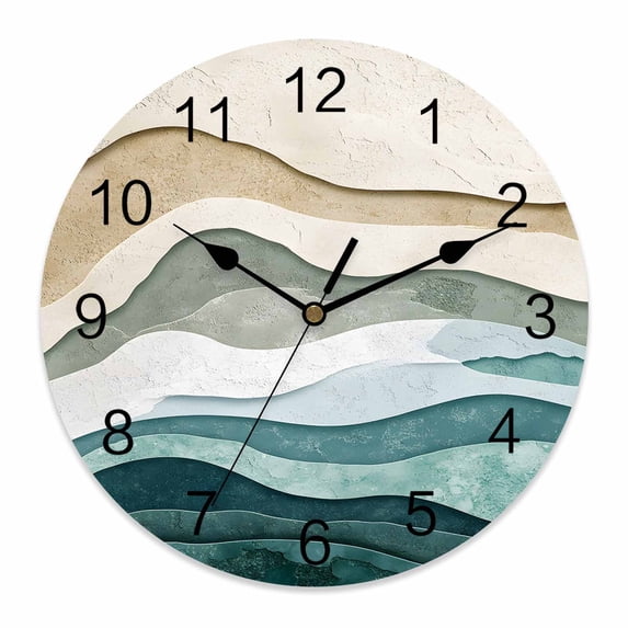 14 Inch Abstract Wave Effect Wall Clock, Watercolor Blue Stripes ...
