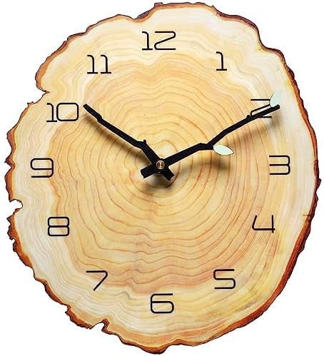 14 Inch Annual Ring Wall Clock Wood Grain Clock Leaf Tree Stump Clock ...
