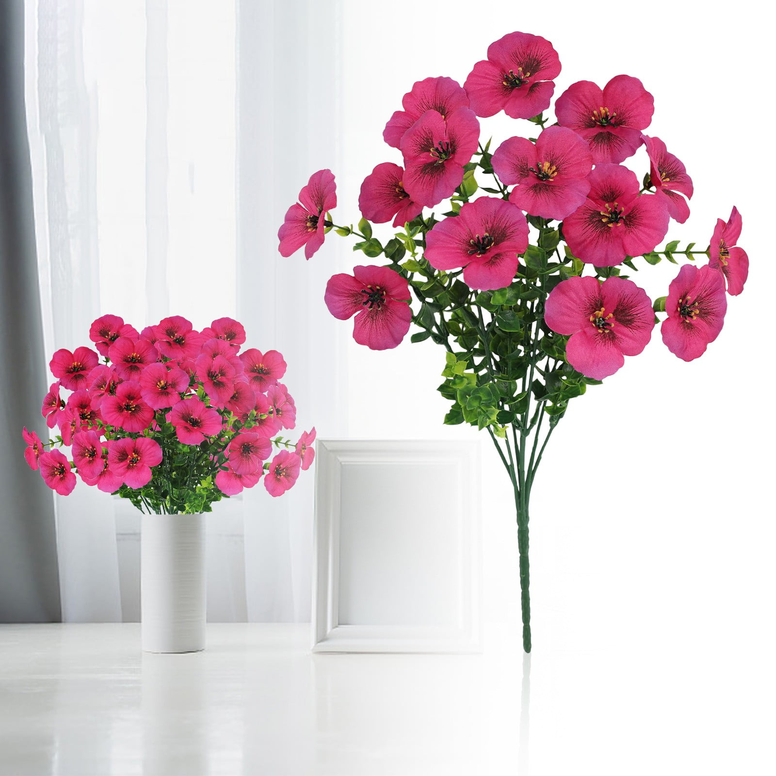 14 Inch Artificial Pansy Flowers Bouquet, Realistic White Faux Pansy ...