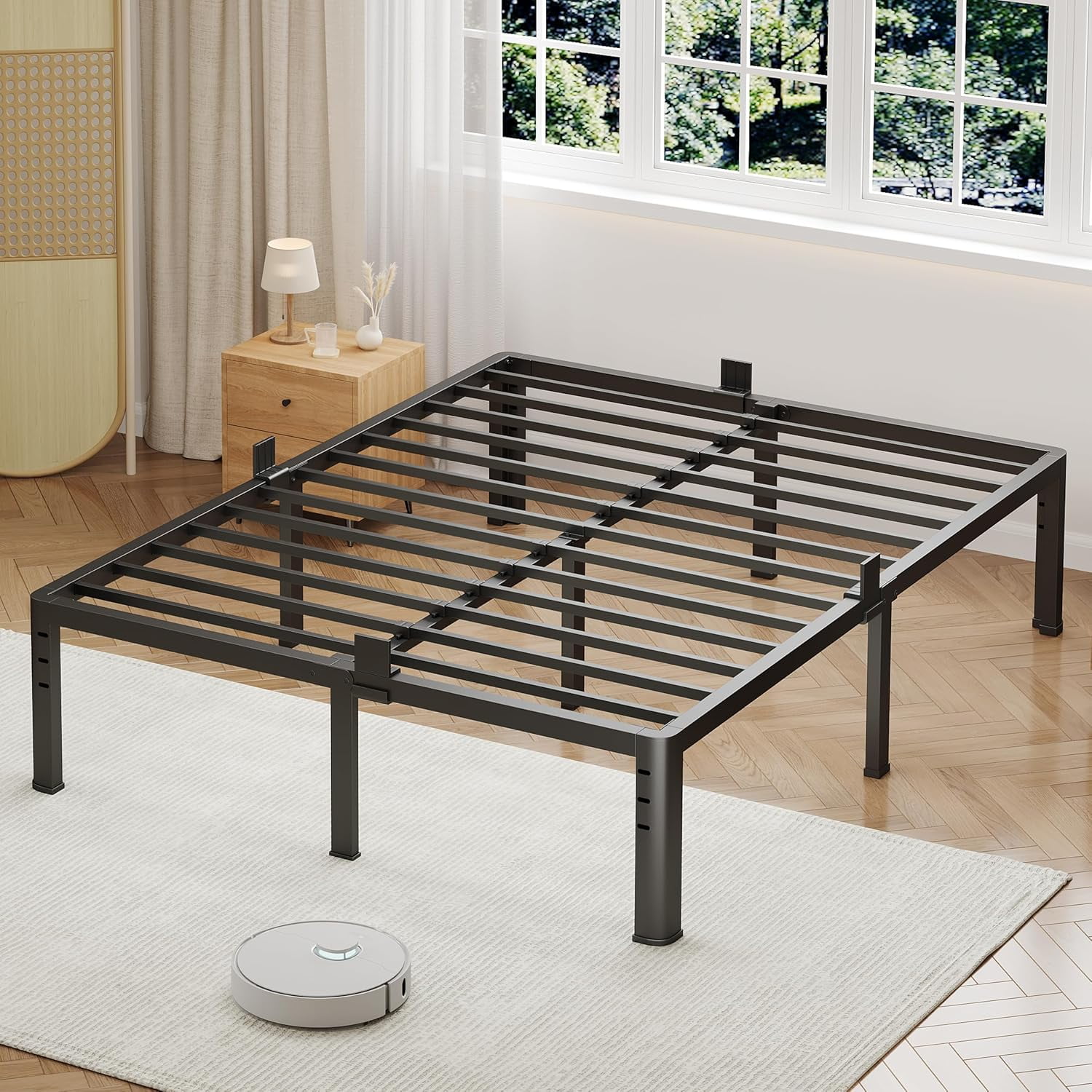 14 Inch Bed Frame, Sturdy Platform with Round Corner , 3,500 lbs Slat ...