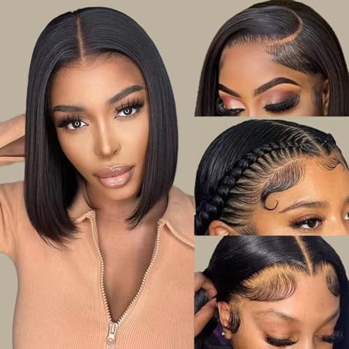14 Inch Bob Wig Human Hair 13x4 Transparent Lace Front Wigs Human Hair ...