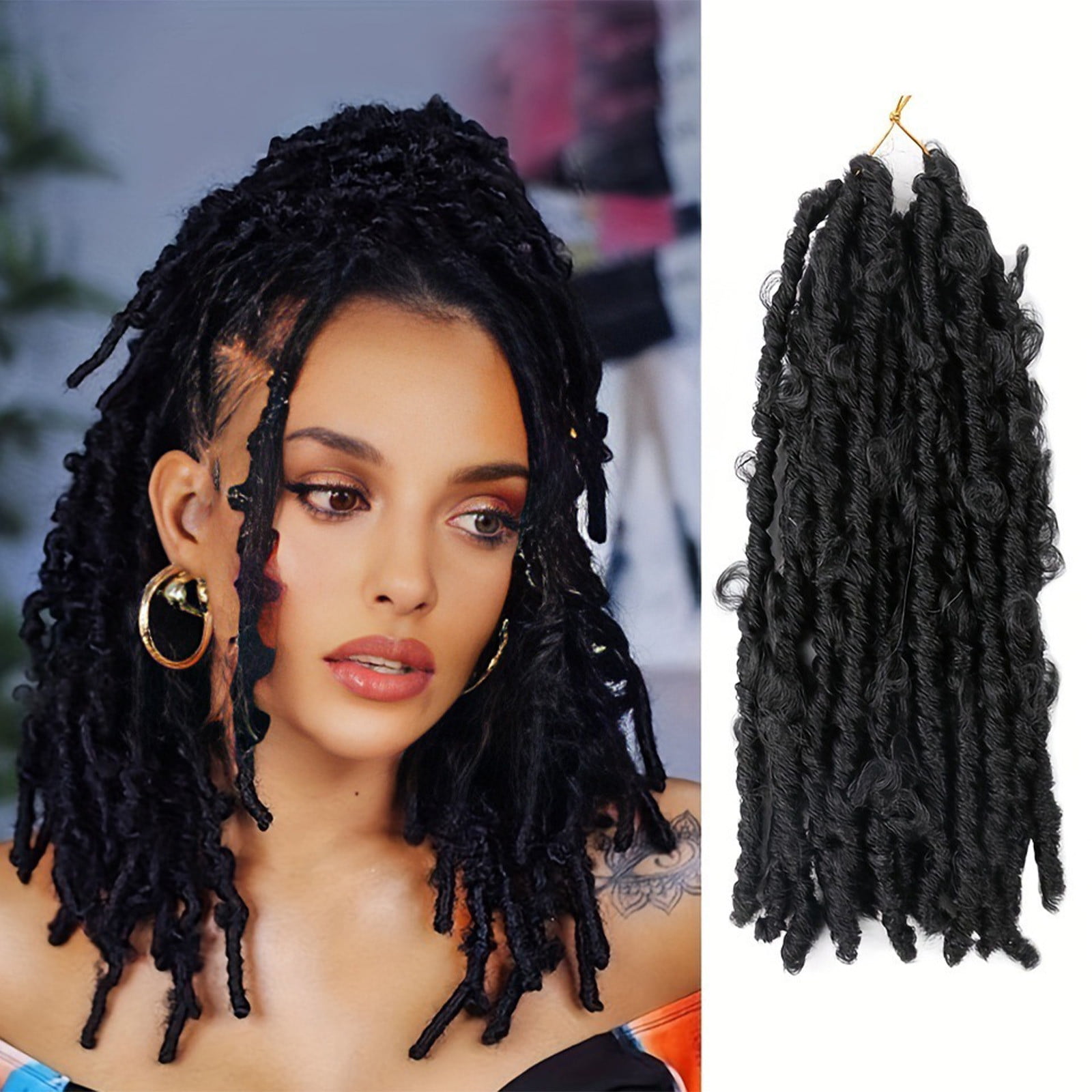 14 Inch Boho Box Braids Crochet Hair Curly Ends Messy Goddess Box ...