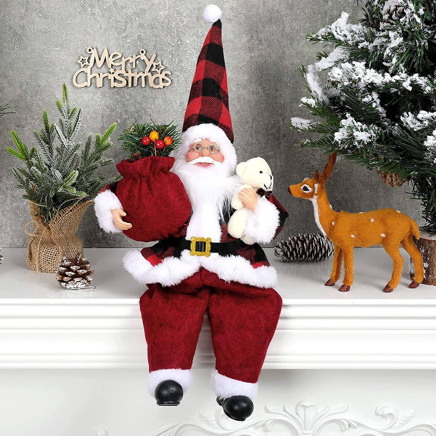 14 Inch Christmas Sitting Santa Hand Crafted Cute Chic Santa Claus ...