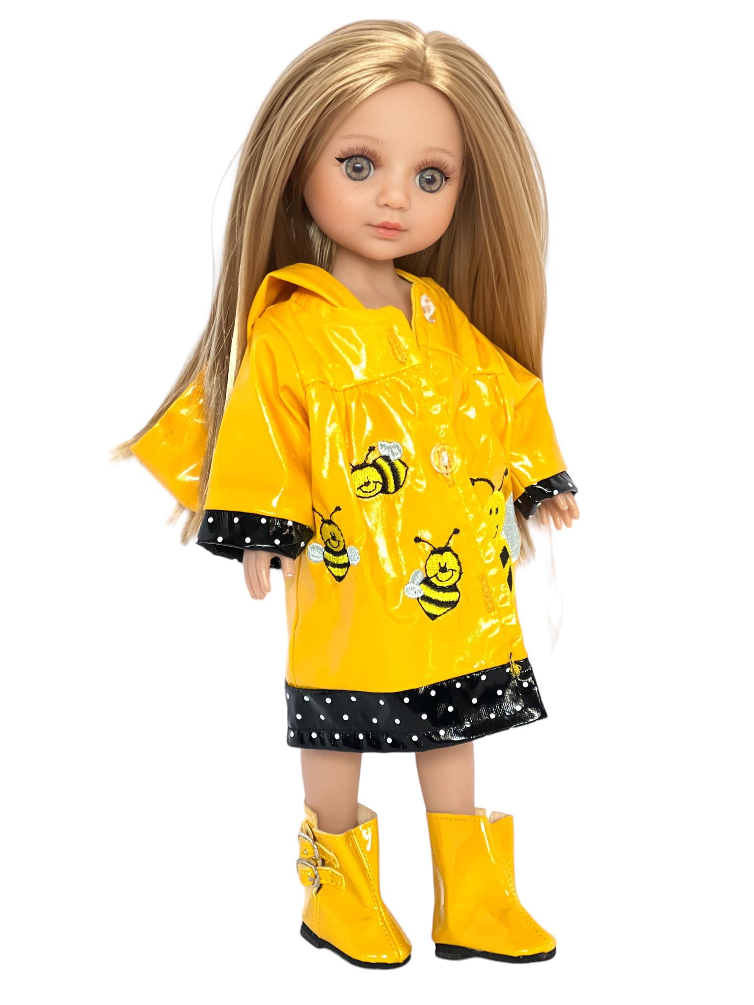 14 Inch Doll Clothes- Bumble Bee Raincoat with Boots Fits 14 Inch ...