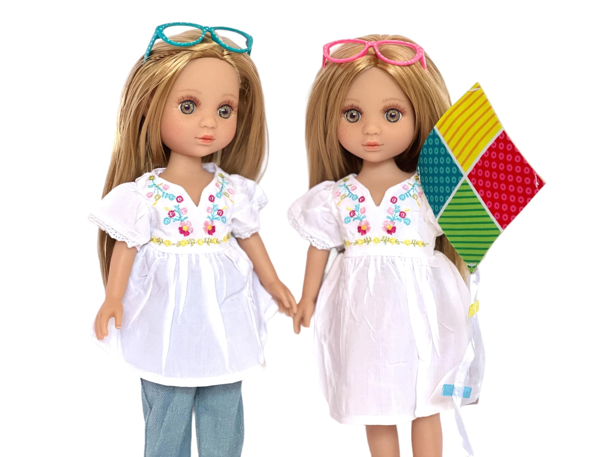 14 Inch Doll Clothes- Kite Flying Outfit and Denim Flower Outfit ...