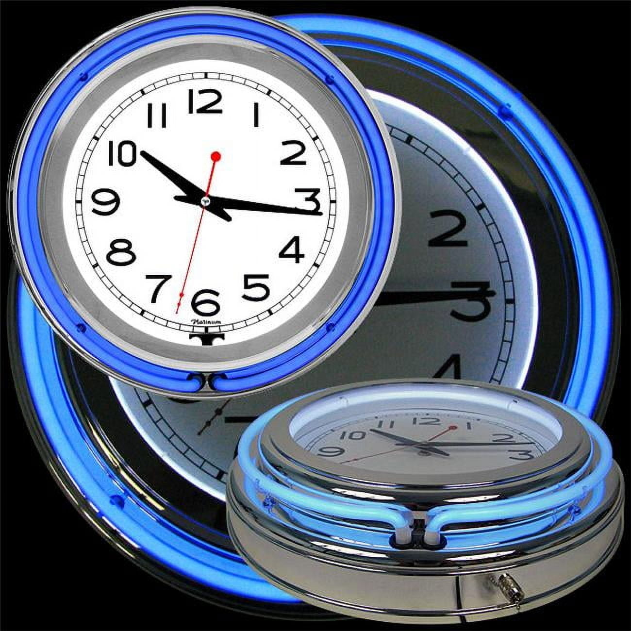 14 Inch Double Ring Neon Clock Blue Outer White Inner - Walmart.com