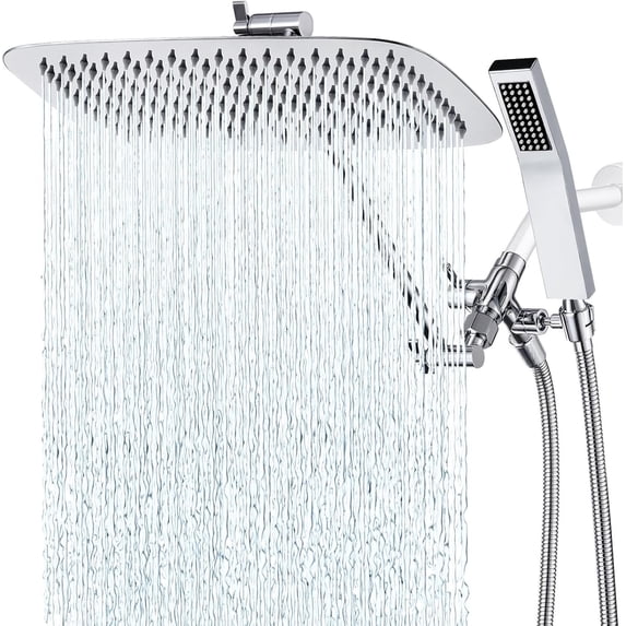 14 Inch Dual Square Shower with Handheld Combo, Rain Shower ...