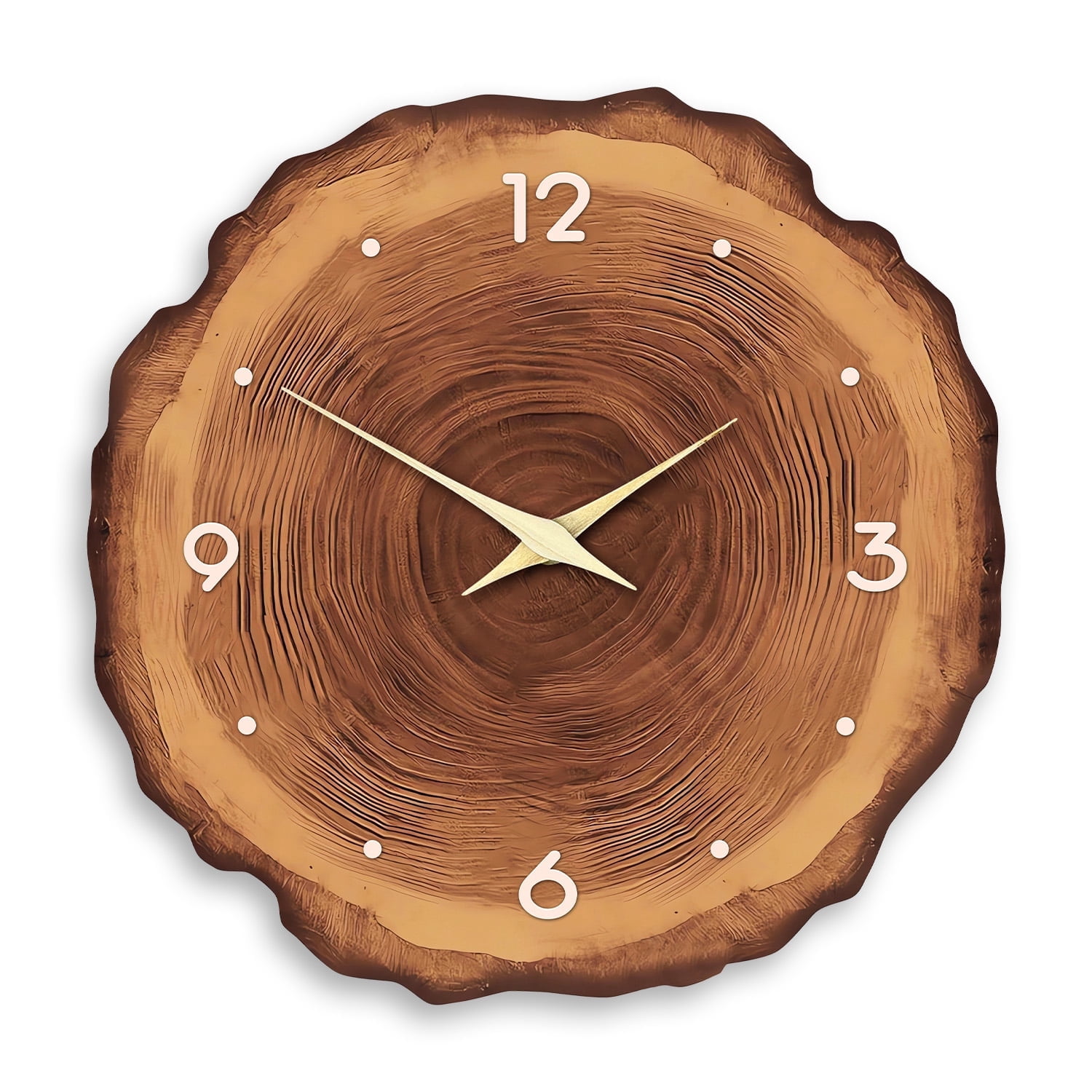 14 Inch Farmhouse Wooden Clocks Battery Operated Vintage Brown Wall ...