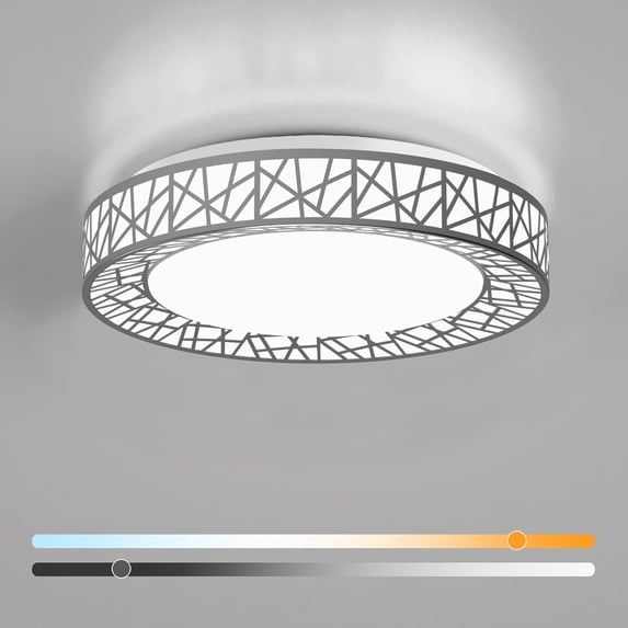 14 Inch Flush Mount Ceiling Light, Modern Brushed Nickel Ceiling Light ...