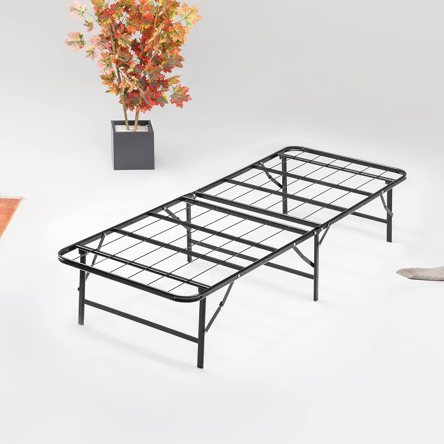 14-Inch Foldable Metal Platform Bed Frame with Tool-Free Setup, Sturdy ...