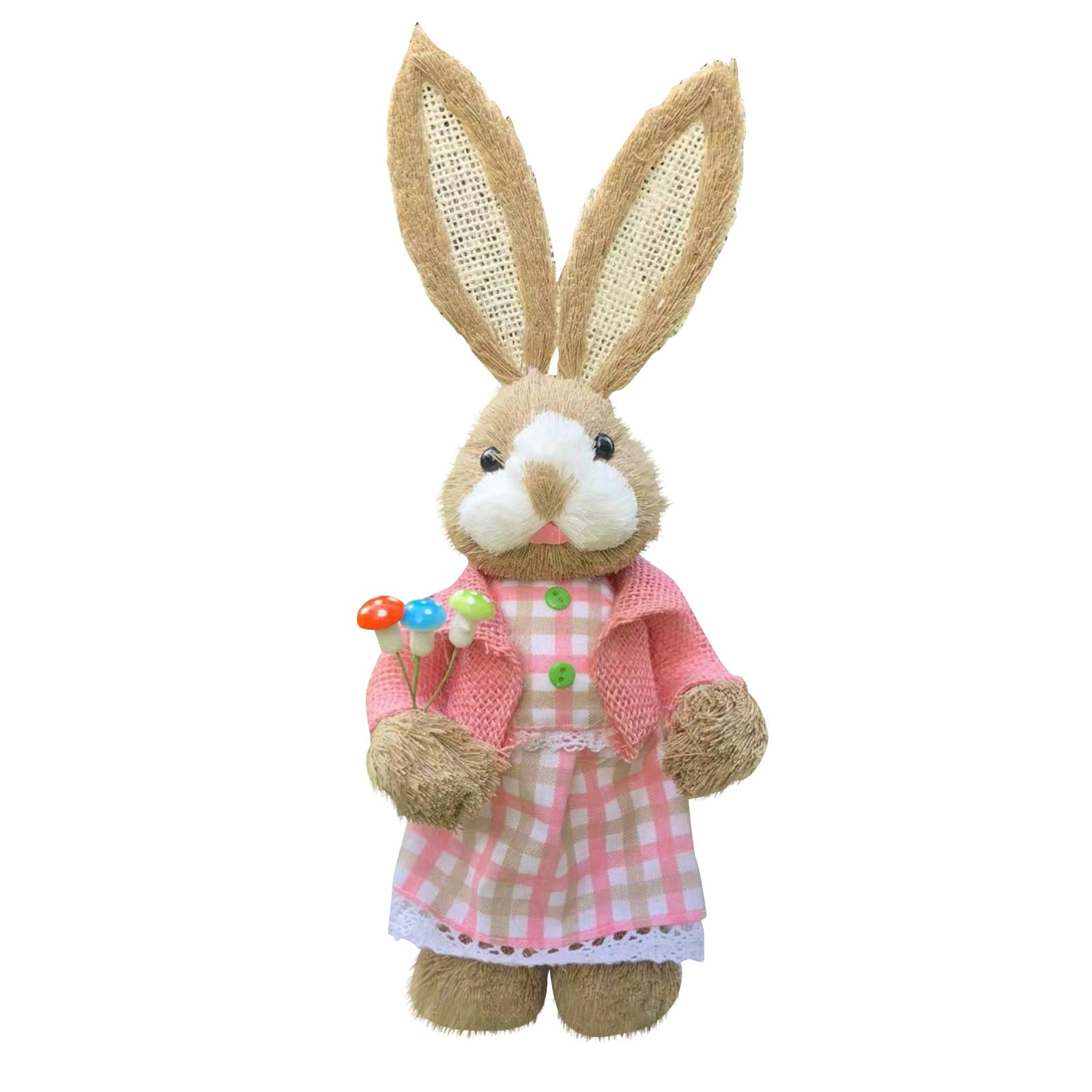 14-Inch Garden Easter Bunny Stake, Realistic Rush Covered Rabbit on ...