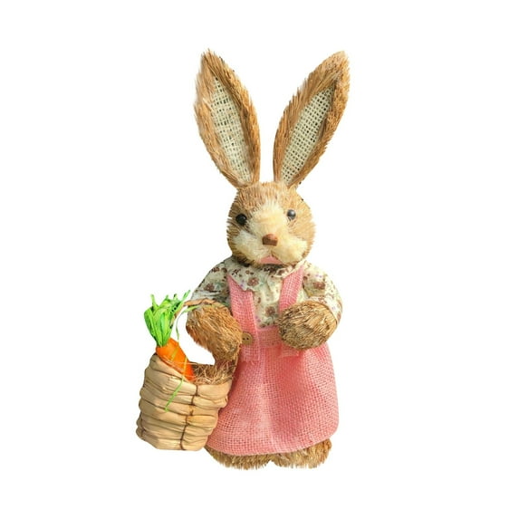 14-Inch Garden Easter Bunny Stake, Realistic Rush Covered Rabbit on ...