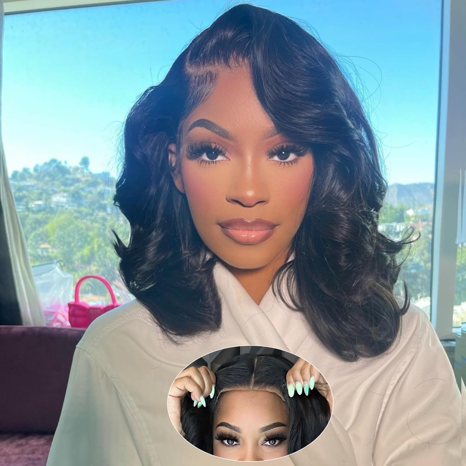 14 Inch Glueless Wigs Human Hair Pre Plucked Bob Wig Human Hair for ...